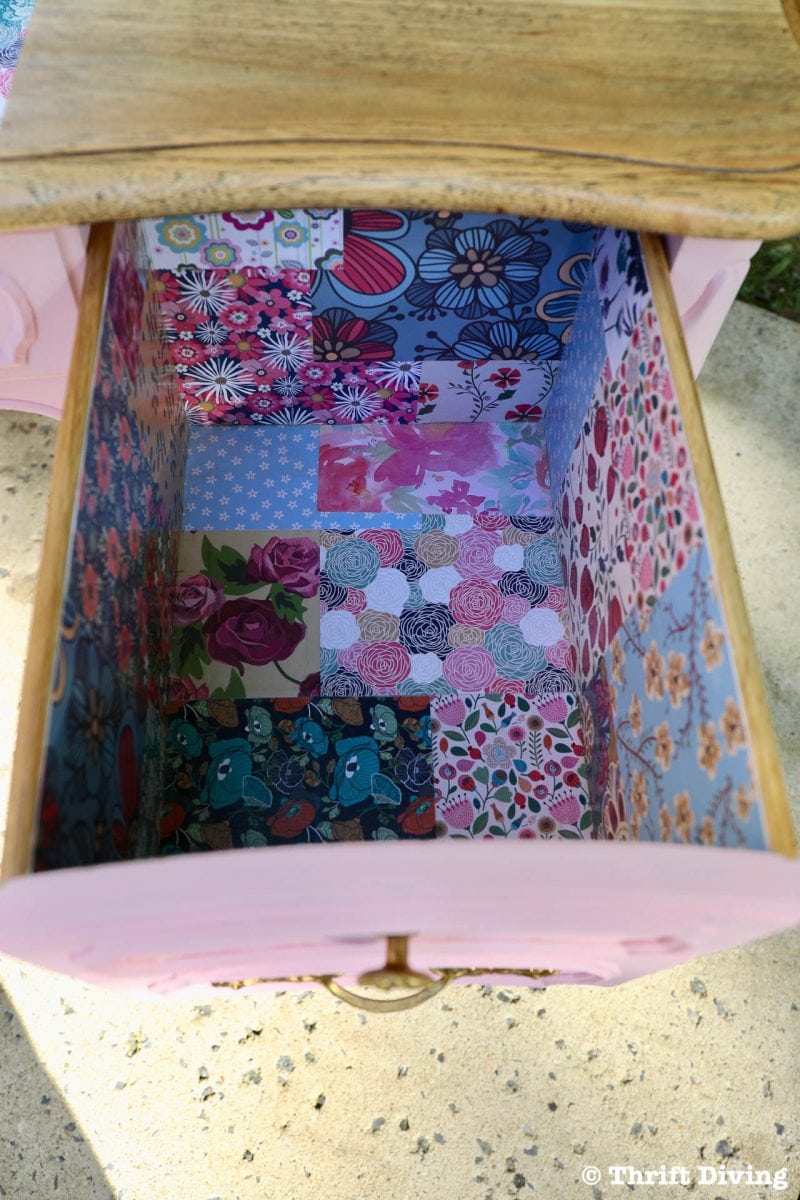 How to Line Drawers With Pretty Scrapbook Paper
