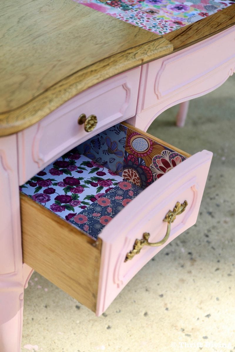 How to Line Drawers With Pretty Scrapbook Paper