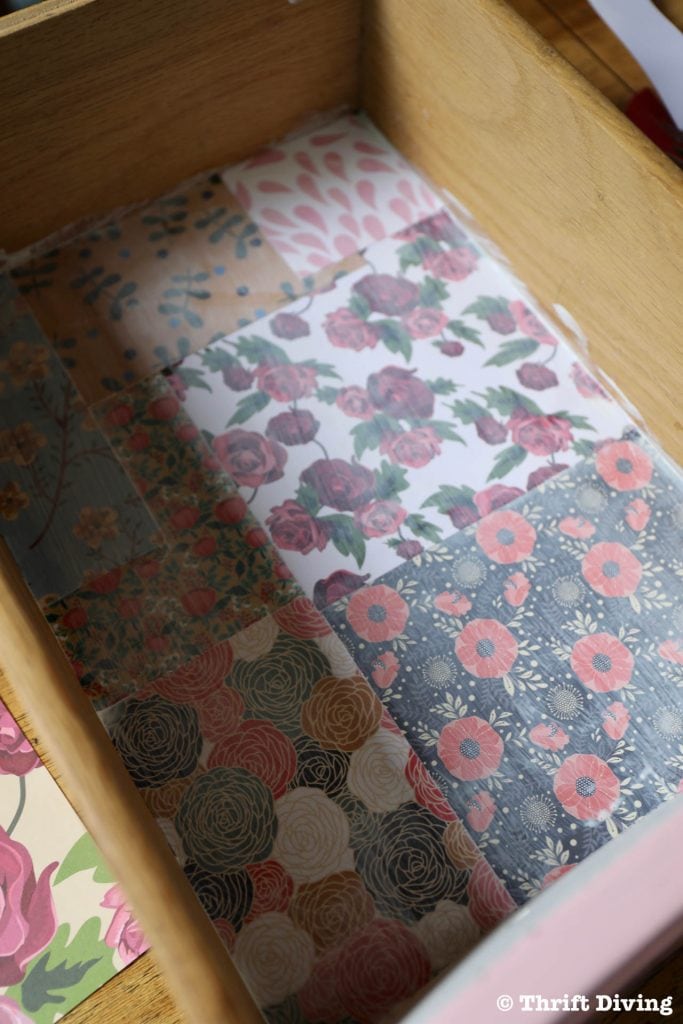 How to Line Drawers With Pretty Scrapbook Paper
